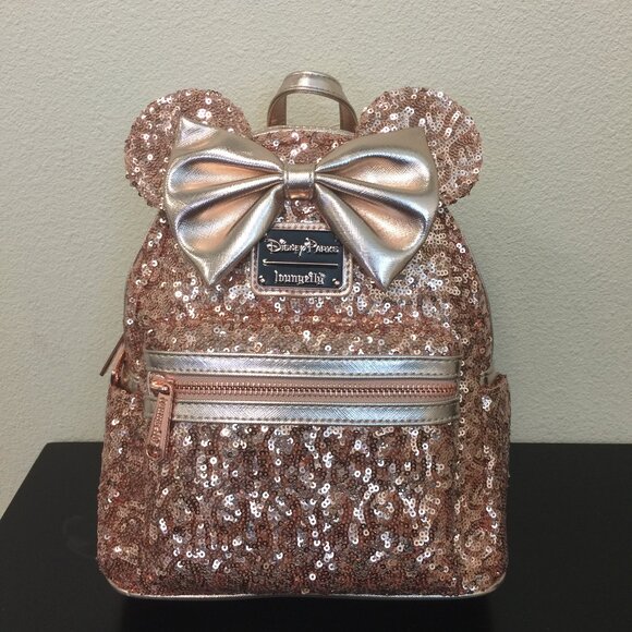 Loungefly | Other | New Loungefly Disney Parks Minnie Sequin Rose Gold ...